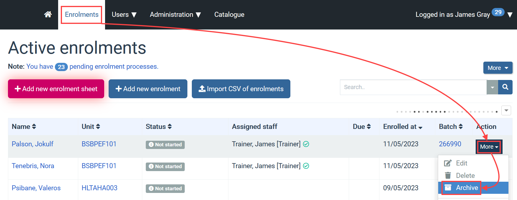 How to archive/unarchive users and enrolments – Catapult