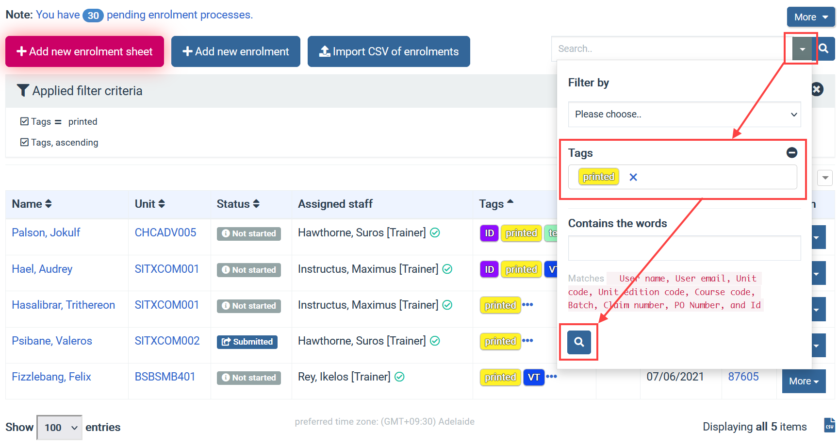 Using "tags" in the Enhanced Catapult LMS – Catapult