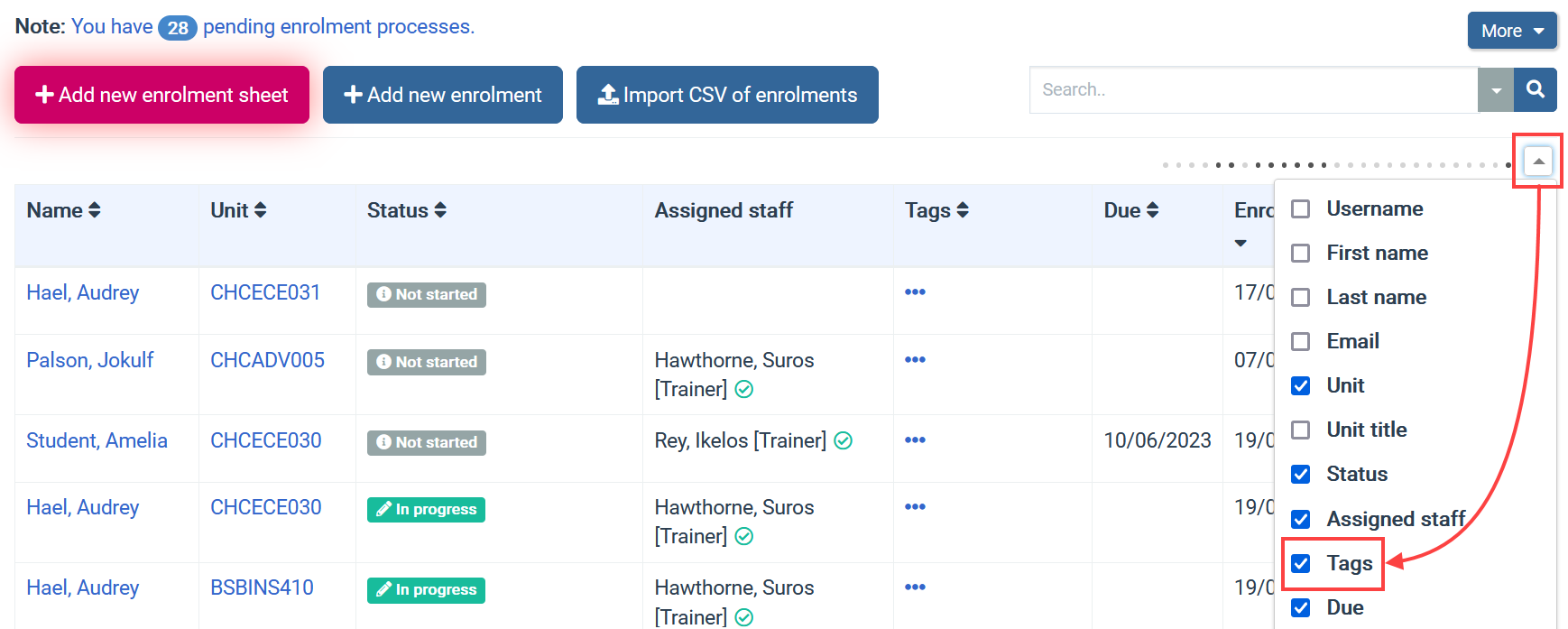 Using "tags" in the Enhanced Catapult LMS – Catapult