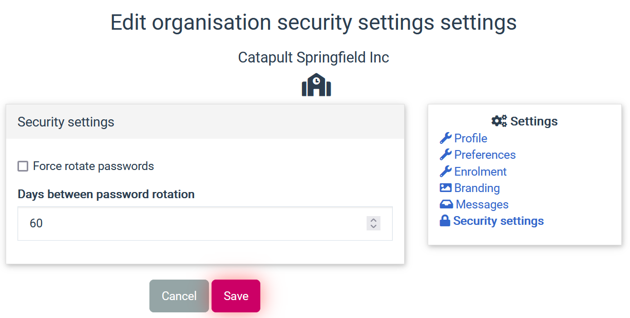 Managing password security requirements – Catapult